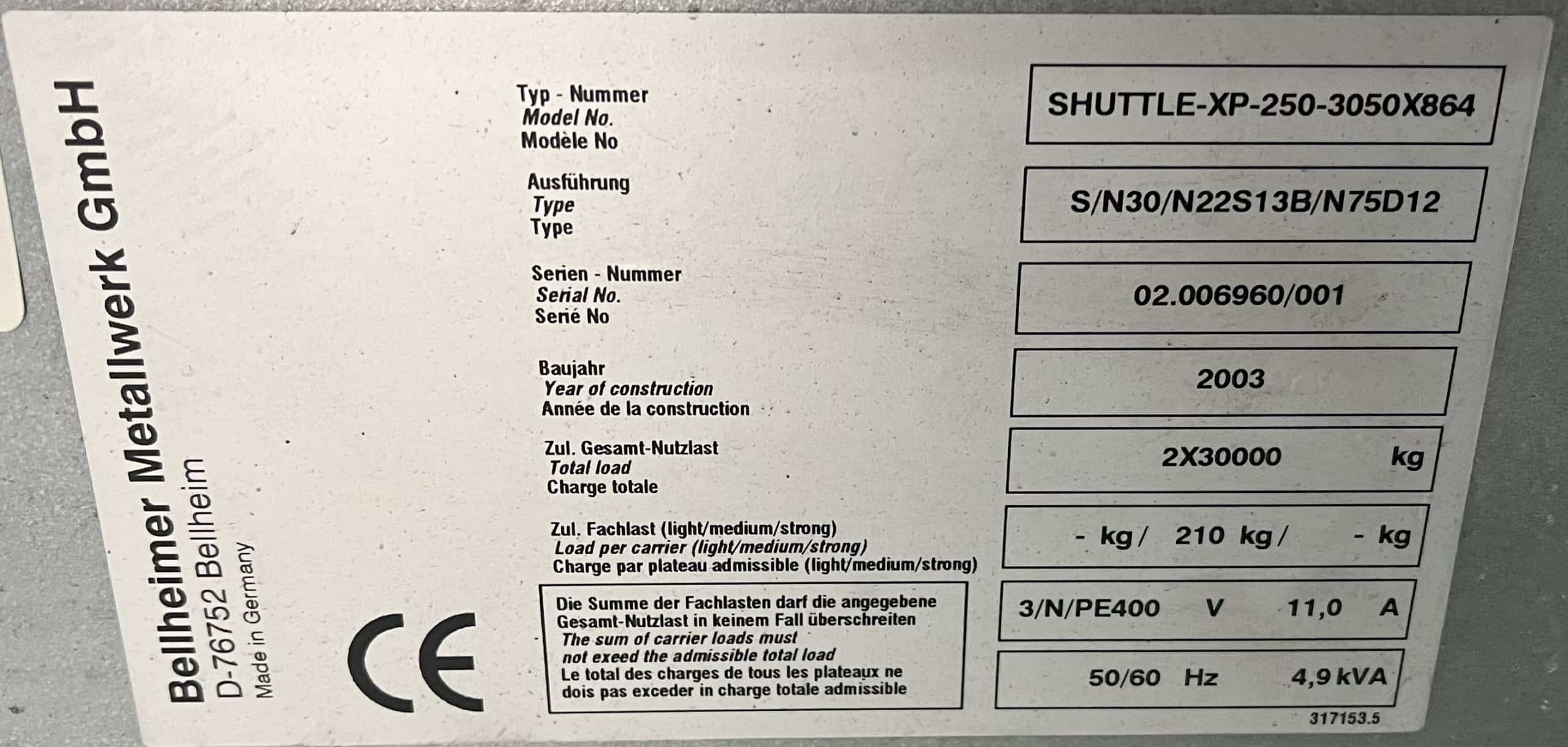 Kardex Shuttle XP 250-3050×864 Pos. 237 Lagerlift – Lagersysteme ...